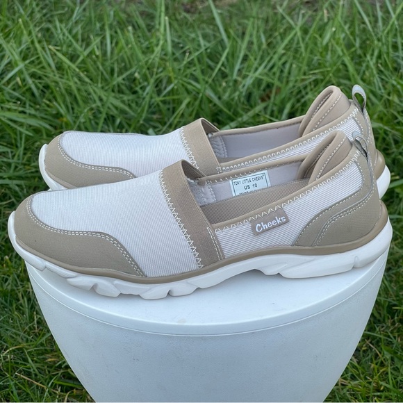 Cheeks | Shoes | Cheeks Snuggle Foam Shoes Womens Tan White Slip On ...